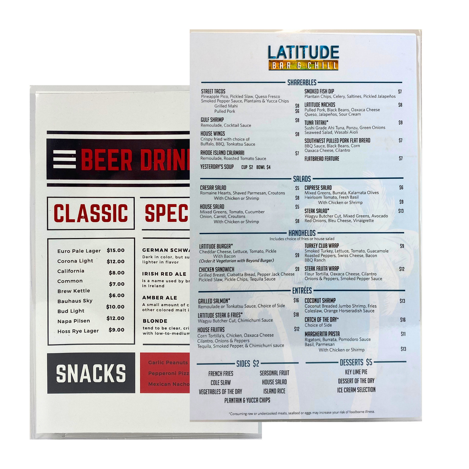 All Clears – Menu Designs